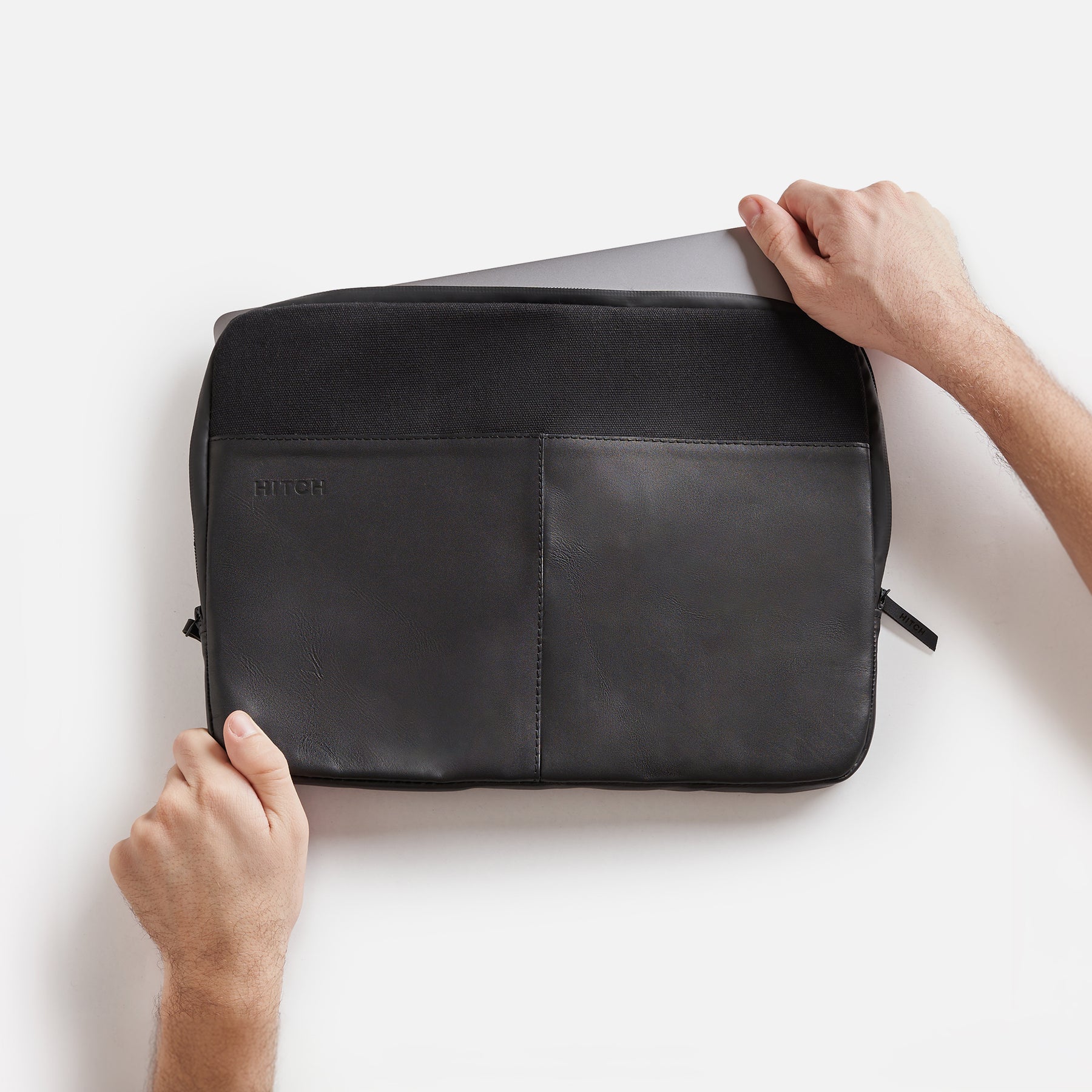 Premium Leather Laptop Sleeve - Black