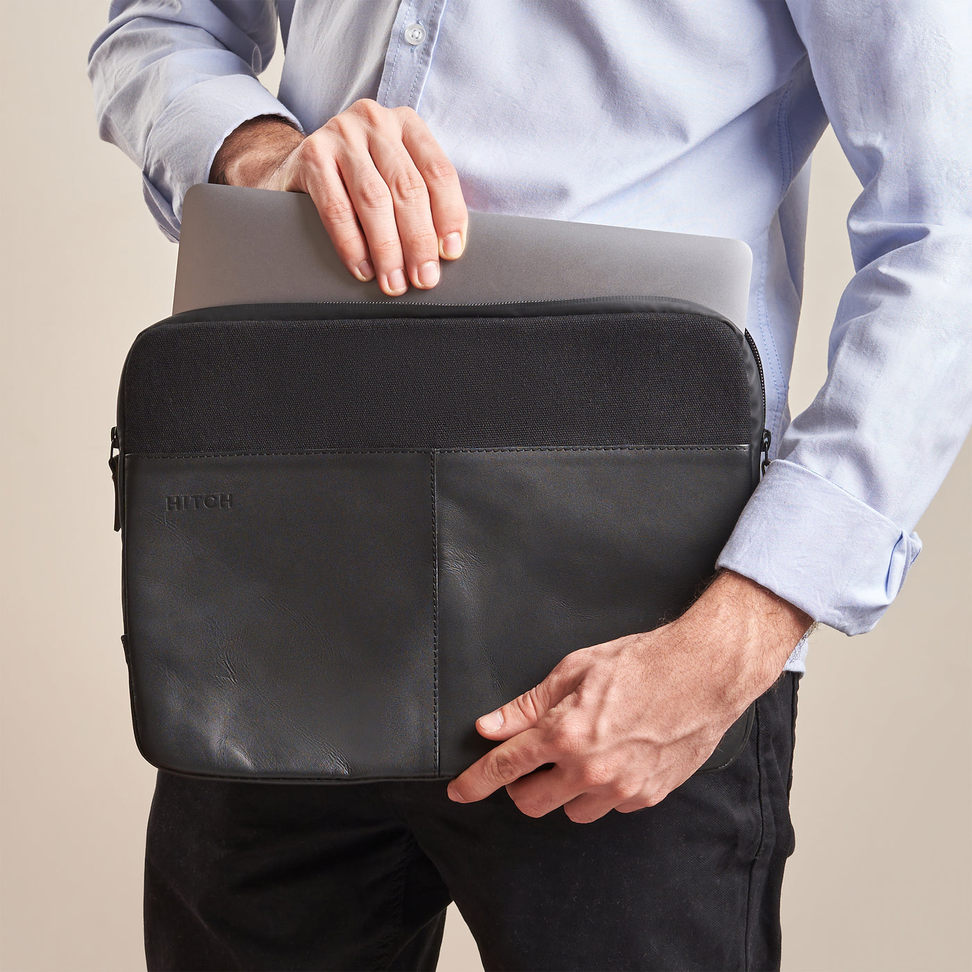 Premium Leather Laptop Sleeve - Black