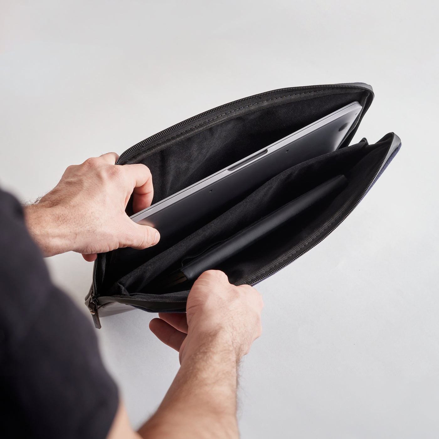 Premium Leather Laptop Sleeve - Black