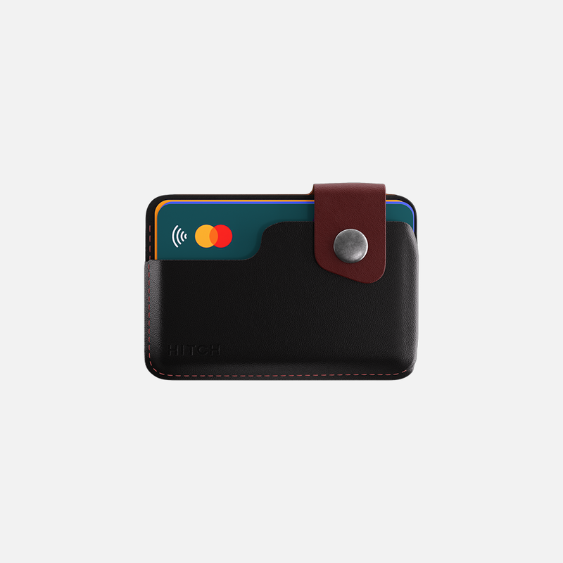 Sophisticated Snap Cardholder | Black/Burgundy